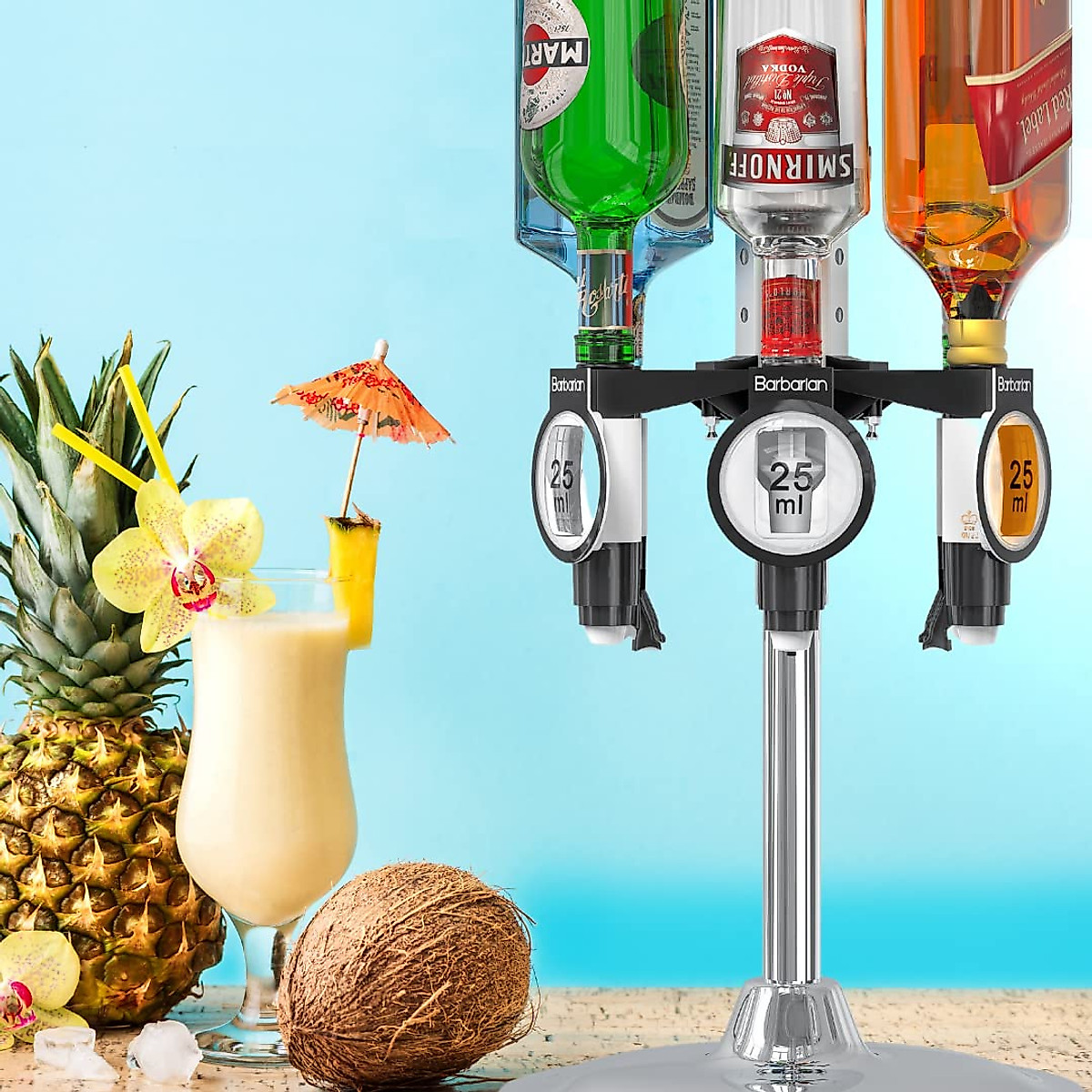 Barbarian 4/6 Bottle Rotary Liquor Dispenser For Home Bar - Bar Butler Shot Measure Bracket Alcohol Wine Upside Down Drink Jigger Optics Man cave