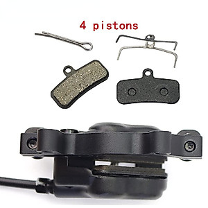 Four Pistons E-Bike Hydraulic Brake Set HB-876E 850/1550mm Sensor Control Disc Brake Power Off for Electric Scooter Brake Electric Bicycle Brake Set (Red+Disc)