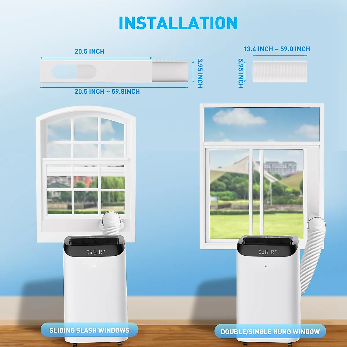 12,000 BTU Portable Air Conditioner Cools Up to 500 Sq.Ft, 3-IN-1 Energy Efficient Portable AC Unit with Remote Control & Installation Kits for Large Room, Campervan, Office, Temporary Space