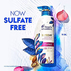 Head & Shoulders Supreme Sulfate Free Shampoo and Conditioner Set for Dry Scalp and Dandruff Treatment, Soothe and Strengthen with Argan Oil and Rose Essence, 21.2 Fl Oz