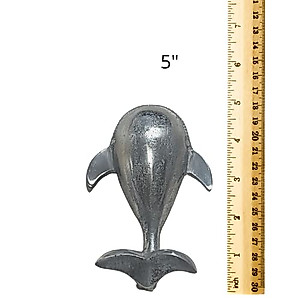 Needzo Silver Toned Metal Nautical Whale Tail Towel Hook Holder, Wall Mounted Hooks for Hanging Towels, Coats, and More, Coastal Bathroom Decor for Beach Houses, 5 Inches