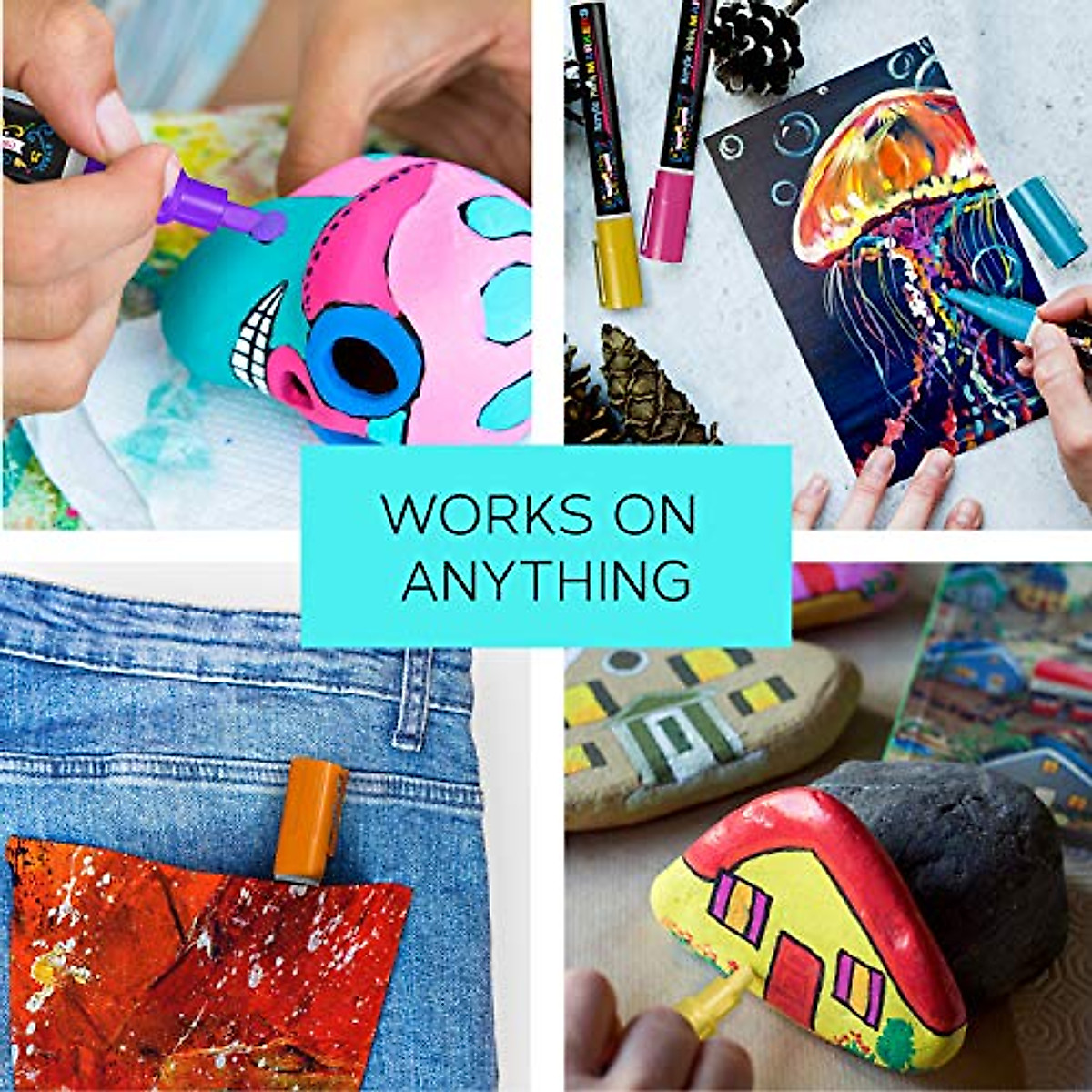 CHALKY CROWN Acrylic Paint Markers - Acrylic Paint Pens for Rock Painting, Stone, Ceramic, Glass, Wood, Canvas - Reversible Tip Paint Pens- 6mm (12 Pack)