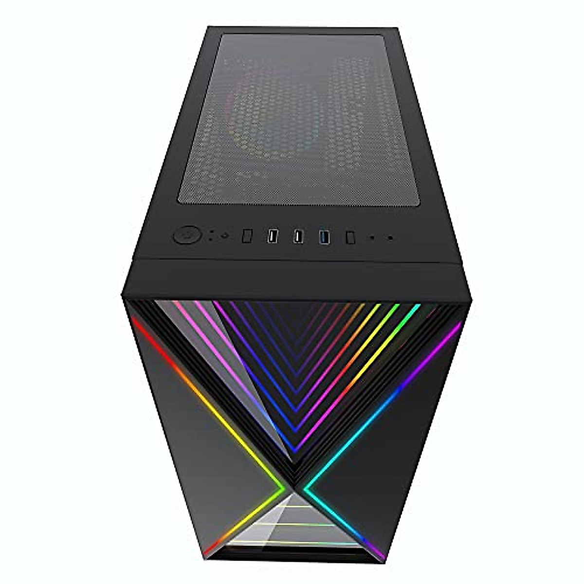Bgears b-BlackWidow-RGB Black Gaming PC ATX case, Special Ripple effect Front Panel, Tempered Glass side. 2 x USB3.0, 3 x PWM 120mm ARGB Fans, Fan Controller with Remote, Support up to EATX board