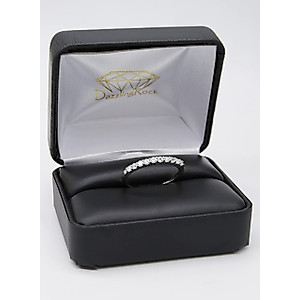 Dazzlingrock Collection 2mm Alternate Round Aquamarine & White Diamond Stackable Wedding Band for Women in 14K White Gold, Size 8