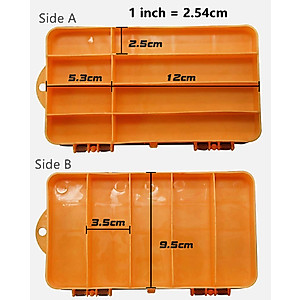 Toasis Two Sided Plastic Box Fishing Lure Storage Container Organizer Small Fishing Tackle Box (Orange)