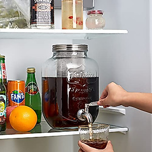 Hyperspace Cold Brew Pitcher, Cold Brew Maker, 1 Gallon Iced Coffee Maker, Cold Brew Mason Jar, Ice Tea Thick Glass Carafe with 3rd Generation Stainless Steel Mesh Filter