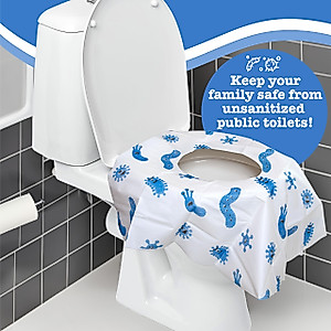 Potty Shields Toilet Seat Covers Disposable (6 Pack) - XL Waterproof Toilet Cover for Toddlers, Kids & Adults - Portable & Individually Wrapped for Travel, Potty Training, Vacations, Public Restrooms