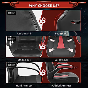 SeekFancy Gaming Cair Set of 2, Computer Gaming Chair Video Game Chairs for Teens Adults, Ergonomic Gaming Chair High Back Cheap Computer Office Chair, Black Silla PC Gamer Chair