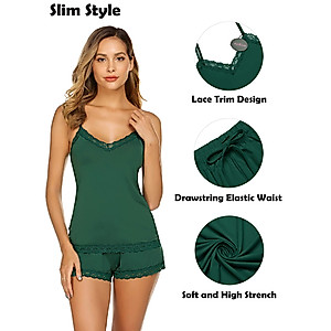 Avidlove Women Shorts Pajama Set Sleeveless Cotton Sleepwear Cute Nightwear Pjs(Green,M)