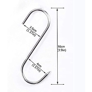 jeoyswe Meat Hook (4inch 4mm) Smoker Hooks Stainless Steel 304, Meat Hooks Processing for Sausage, Beef ,Bacon, Poultry, Deer, Moose