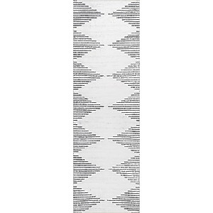 nuLOOM 2' x 12' SpinClean Machine Washable Stain-Resistant Area Rug with Non Slip Backing, Low Profile for Living Room, Bedroom, and Dining Room, Romina White