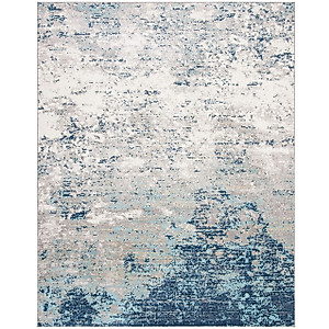 SAFAVIEH Brentwood Collection Area Rug - 8' x 10', Light Grey & Blue, Modern Abstract Design, Non-Shedding & Easy Care, Ideal for High Traffic Areas in Living Room, Bedroom (BNT822F)