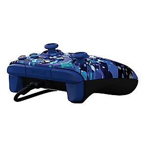 PDP Gaming REMATCH Enhanced Wired Controller Licensed for Xbox Series X|S/Xbox One/PC/Windows, Mappable Back Buttons, Advanced Customizable App - Digital Glitch Blue