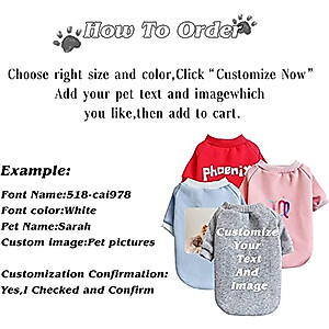 Personalized Dog Cat Shirts w Your Design Custom Puppy Kitten Hoodie Cute Pet Clothes for Small to Medium Dogs & Cats (Gray 1)