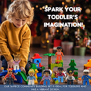 Kids Toys People Figures for Kids - Preschool Toys Building Blocks People Set for Kids - Compatible with Major Brands Building Blocks for Toddlers 1-6 - STEM Building Toys - (16 Toy Figures People)