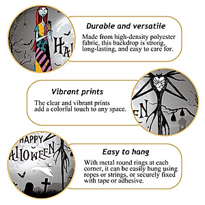 Halloween Decorations Halloween Gothic Skull Backdrop October 31 Decor Jack and Sally Decor Halloween Decorations for Home Party