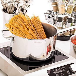 Restaurantware Met Lux 6 Quart Induction Sauce Pan 1 Wide Basin Deep Sauce Pan - Single Handle Lid Sold Separately Mirror-Finish Stainless Steel Cooking Pot For Cooking And Boiling Food