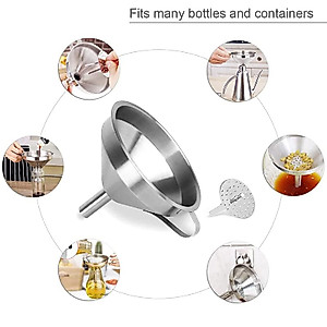 HAUSPROFI Stainless Steel Funnel, 5.1 inch 304 Stainless Steel Kitchen Funnel with 200 Mesh Food Filter Strainer,Metal Funnel for Filling Bottles Transferring Liquids, Oil, Making Jam