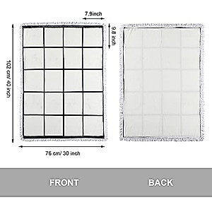 Sublimation Blanket Personalized Sublimation Throw Blanket with 20 Printable Panels Baby Printed Blanket Flannel Fleece Blanket with Tassels for Heat Press Home Sofa Bedroom (40 x 30 Inch)