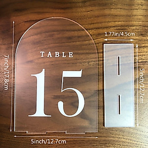 1-15 Wedding Table Numbers, Frosted Arch Wedding Table Numbers with Stands, 5x7Inch Acrylic Signs and Holders, Perfect for Wedding Table Centerpiece Decoration, Reception, Party, Anniversary, Event