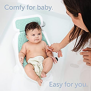 Baby Bather - Bath Support for Bathtub or Sink (0-6 Months) Slip-Resistant & Ergonomic for Newborn Infant (Aqua) - Jool Baby
