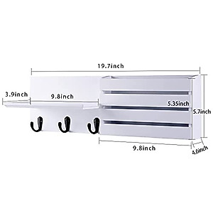 EMERIT Key Holder Wall Mail Organizer Decorative Mounted Organizer White Suitable for Entryway/Hallway