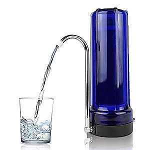 APEX EXPRT MR-1010 Countertop Water Filter System, 5 Micron Carbon Water Filter for Sink, Easy Install Water Purifier for Faucet - Reduces Bad Taste, Odor and Up to 99% of Chlorine - Blue