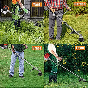 58CC Gas String Trimmer 2-Cycle Gas Brush Cutter Straight Shaft 4 in 1 Cordless Grass Edger Weed Wacker Gasoline Powered Weed Eater with 4 Detachable Heads for Lawn and Garden Care-Orange