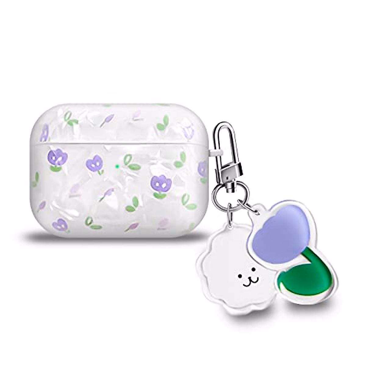 MOLOSLEEVE Airpods Pro Case Cover, Purple Tulip Flower Anti-Slip Scratch Resistant Drop Proof Full Cover Clear Case with Cute Keychain Girls Kids Women Teens for Airpods Pro Charging Case