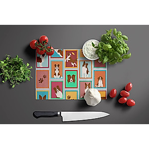 Caroline's Treasures MLM1149LCB Lots of Red Border Collie Glass Cutting Board Large Decorative Tempered Glass Kitchen Cutting and Serving Board Large Size Chopping Board