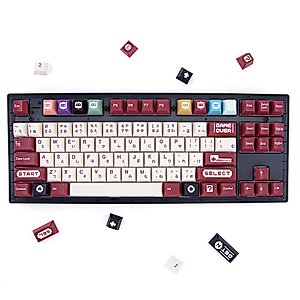 Cherry Profile PBT Keycaps 141 Keys Set Custom Dye Sublimation ANSI Layout for Cherry MX Switches Gateron Kailh Box Mechanical Keyboards Retro FC Gaming Theme