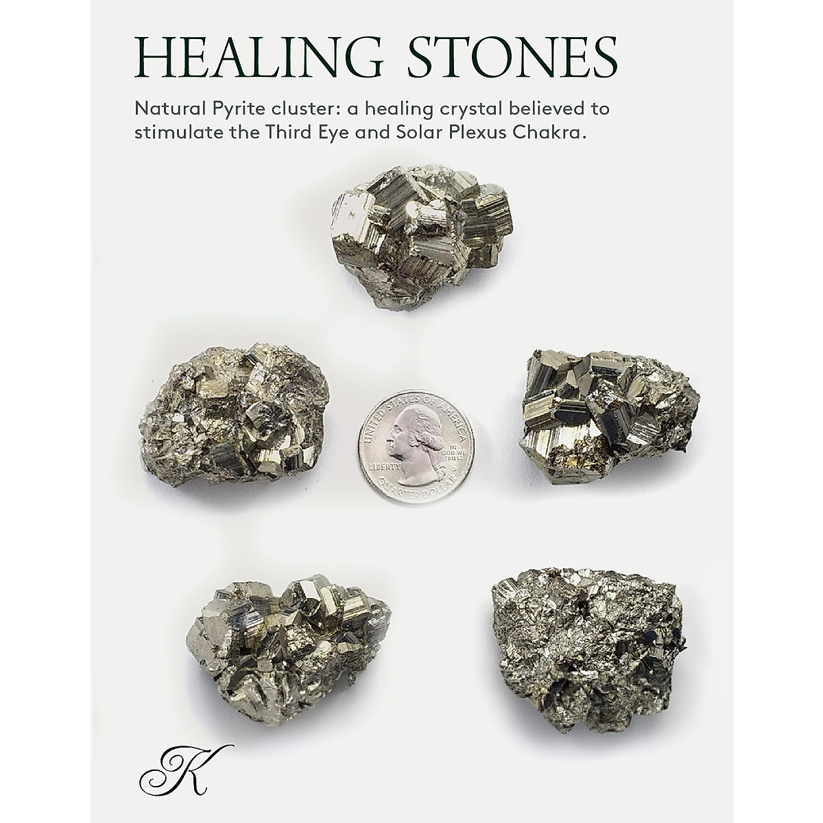 KALIFANO Natural Pyrite Cluster - High Energy Iron Piedra Pirita from Peru with Healing Properties (Information Card) Fools Gold Rock Reiki Crystal Used for Increased Willpower and Manifestation