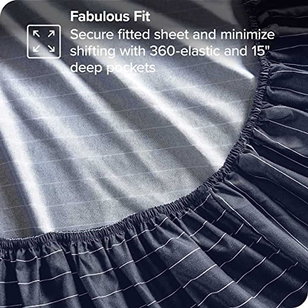 Bare Home Twin XL Sheet Set - College Dorm Size - 1800 Ultra-Soft Microfiber Twin Extra Long Bed Sheets - Deep Pockets - Easy Fit - 3 Piece Set - Bed Sheets (Twin XL, Pinstripe - Midnight/White)