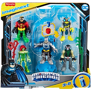 Fisher-Price Imaginext DC Super Friends Preschool Toys Batman Battle Multipack 9-Piece Figure Set with Light-Up Backpack for Ages 3+ Years