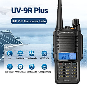 Airiton x Baofeng UV-9R Plus 8W Ham Radio Handheld Dustproof & Waterproof IP67 Dual Band Two Way Radio Walkie Talkie with 2Pack Battery,771 Antenna and Programming Cable