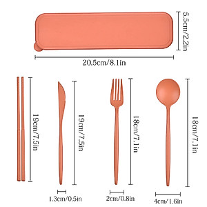 Travel Utensils with Case, Reusable Utensils Set with Case, Lunch Box Utensils Set Portable Utensils Set for Lunch Box School Picnic Travel Camping or Daily Use (4 Colors)