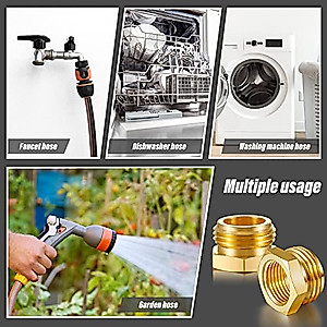 G1/2 Female to GHT 3/4 Male Hose Adapter Brass Threaded Pipe Fitting Hose Connector Hose Coupler Water Hose Adapter Garden Hose Swivel (2 Pieces)