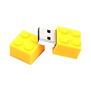 schicj133mm Memory Stick Portable High Speed USB2.0 Pen Drive Shockproof Building Block Design Yellow 16GB