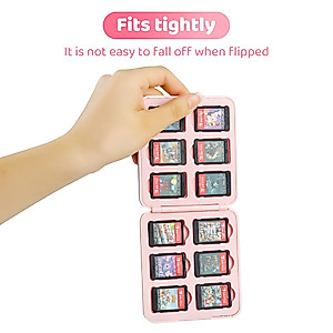 GLDRAM Slim Game Case for Nintendo Switch/OLED/Lite, Pink Anime Game Holder Case for 12 Switch Game Cards and 12 Micro SD Cards, Cute Switch Game Case Storage, Portable Game Accessories for Girls