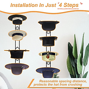 BEGULF 8 Pieces Cowboy Hat Organizer Hangers for Wall, Western Hat Rack Wall Mounted with Decorative Star, 2 Pack Metal Cowboy Hat Holder for Western, Cowboy, Beach, Fedora, Sun Hats