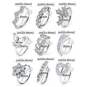 Vsnnsns 20G Nose Rings Hoop Silver Nose Piercing Jewelry Stainless Surgical Steel Daith Rook Cartilage Helix Earrings Hoop Ear Nose Septum Rings Body Piercing Jewelry for Women Men 8mm