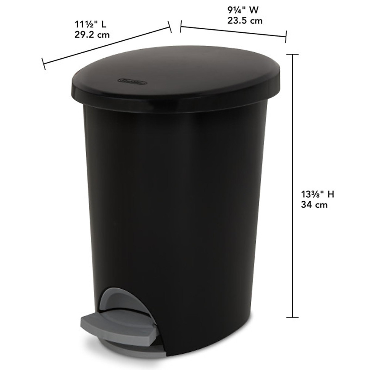 Sterilite 2.6 Gal./9.8 L Ultra StepOn Wastebaskets, 2.6 Gallon, Black