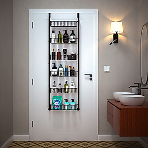 OTTOLIVES 6-Tier Over the Door Pantry Organizer Rack, Door Shelf Organizer with 6 Full Baskets, Heavy-Duty Metal Hanging Storage Door Spice Rack - Storage, Closet, Bathroom, Kitchen