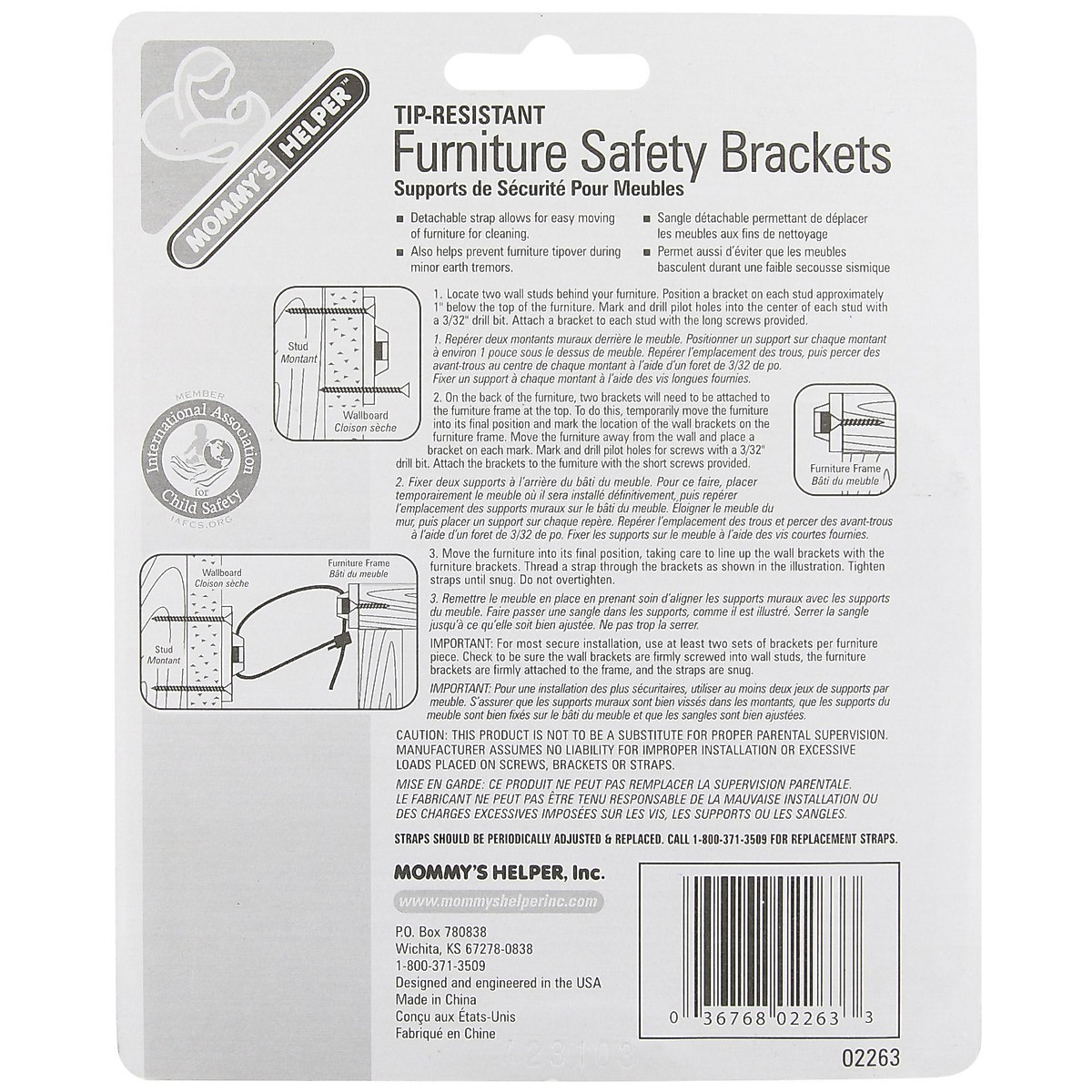 Mommy's Helper - Tip Resistant Furniture Safety Brackets, (2 Pack)