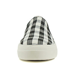 Soda TOPSHOE ave- Hike Platform Slip- On Sneaker w/Cushion Foam (8.5, Gingham Black, Numeric_8_Point_5)