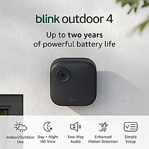 Blink Outdoor 4 (newest model), Wire-free HD smart security camera, two-year battery life, enhanced motion detection, Works with Alexa – Add-on camera (Sync Module required)