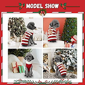 ABRRLO Christmas Dog Sweaters Cute Gingerbread Man Stripe Xmas Sweaters for Dogs Cats Warm Turtleneck Puppy Jumpers Pet Clothes Knitwear (L,Red Gingerbread)