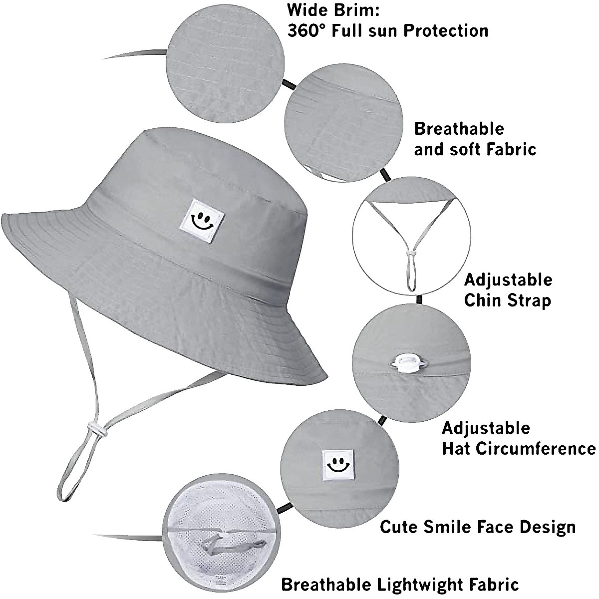 Toddler Sun Hat Beach Bucket hat for Girls 6-24 Months 2Pack