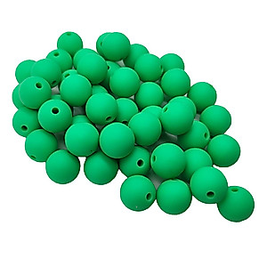 50pcs Kelly Green Color Silicone Round Beads Sensory 15mm Silicone Pearl Bead Bulk Mom Necklace DIY Jewelry Making Decoration