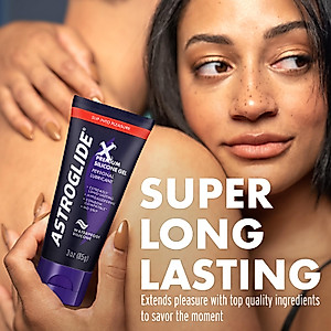Astroglide Silicone Lube (3oz), X Premium Gel Personal Lubricant for Vaginal and Anal Sex, No Drip Stay-Put, Long-Lasting for Men, Women and Couples, Waterproof for Water Play